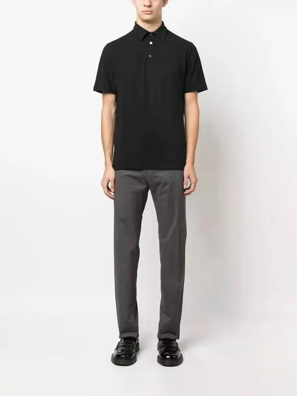 ZANONE Short-sleeve Cotton Polo Shirt - Black