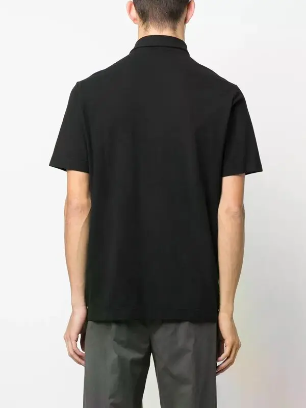 ZANONE Short-sleeve Cotton Polo Shirt - Black