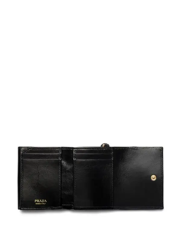 Prada Triangular-logo Leather Wallet - Black