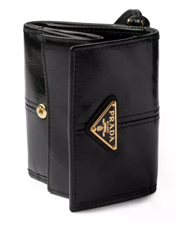 Prada Triangular-logo Leather Wallet - Black