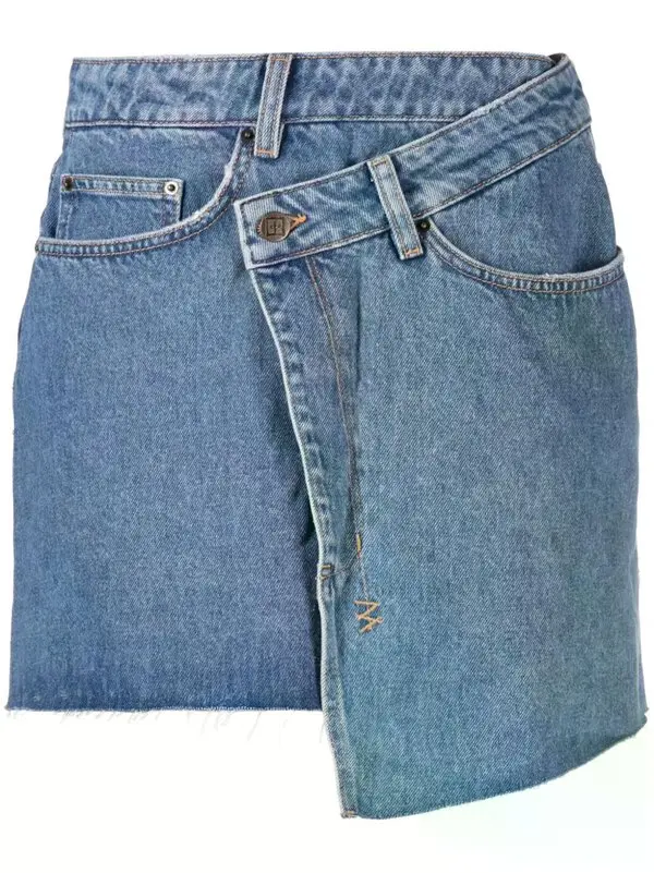Ksubi Logo-tag Asymmetric Denim Miniskirt - Blue
