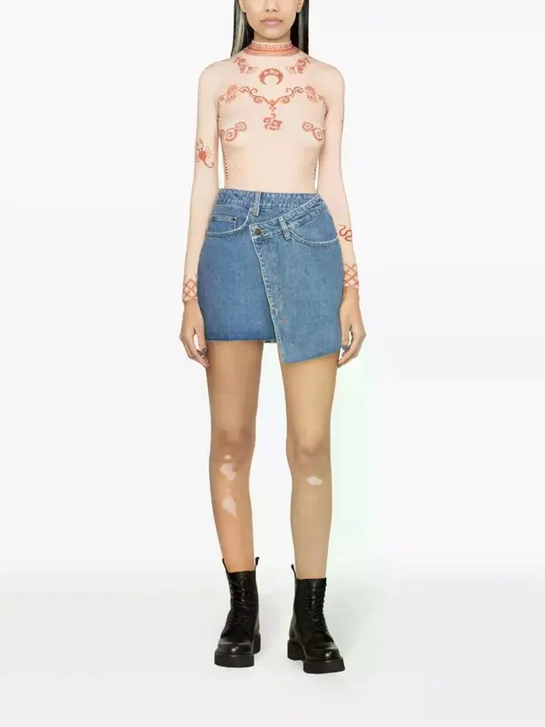 Ksubi Logo-tag Asymmetric Denim Miniskirt