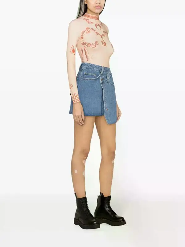 Ksubi Logo-tag Asymmetric Denim Miniskirt