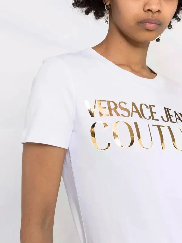 Versace Logo-print Metallic T-shirt