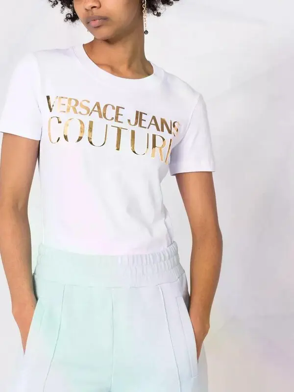 Versace Logo-print Metallic T-shirt