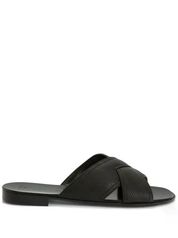 GIUSEPPE ZANOTTI Flavio Criss-cross Leather Sandals - Black