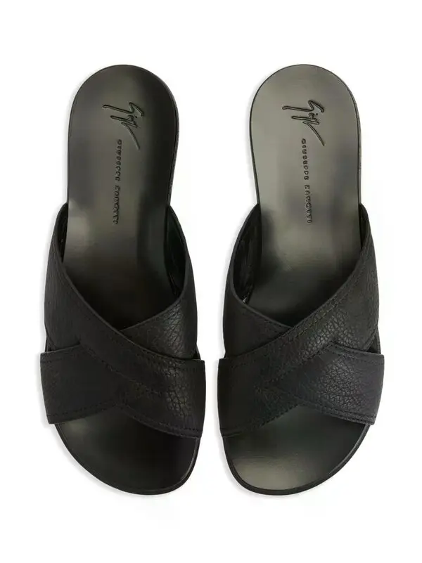GIUSEPPE ZANOTTI Flavia Criss-cross Leather Sandals - Black