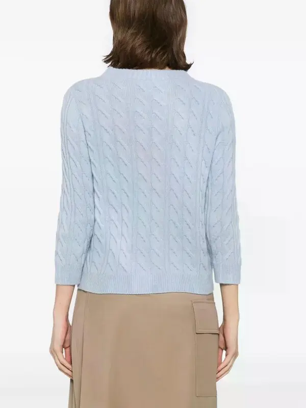 N.peal Emilia Cable Round Neck Jumper - Blue