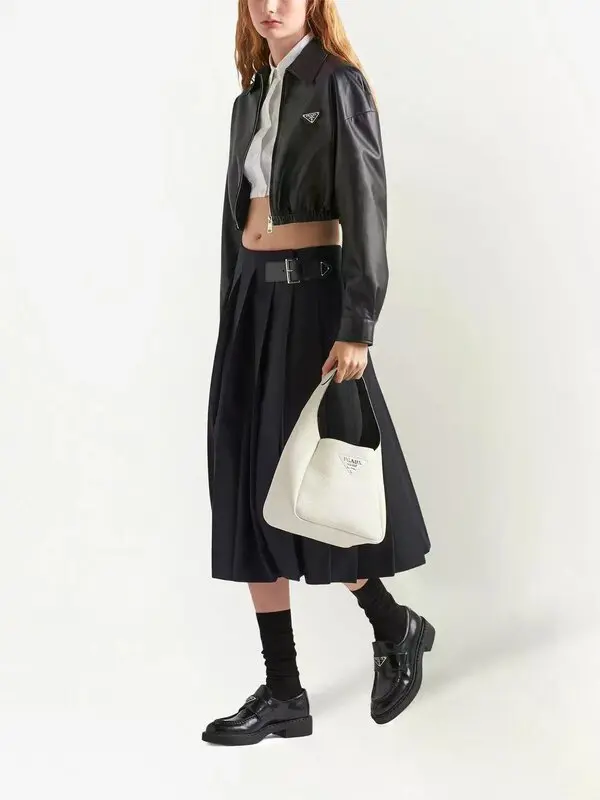 Prada Leather Jacket With Enamelled Triangle Logo