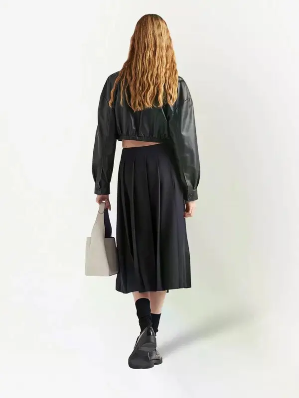 Prada Leather Jacket With Enamelled Triangle Logo