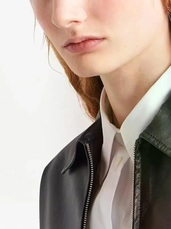 Prada Leather Jacket With Enamelled Triangle Logo