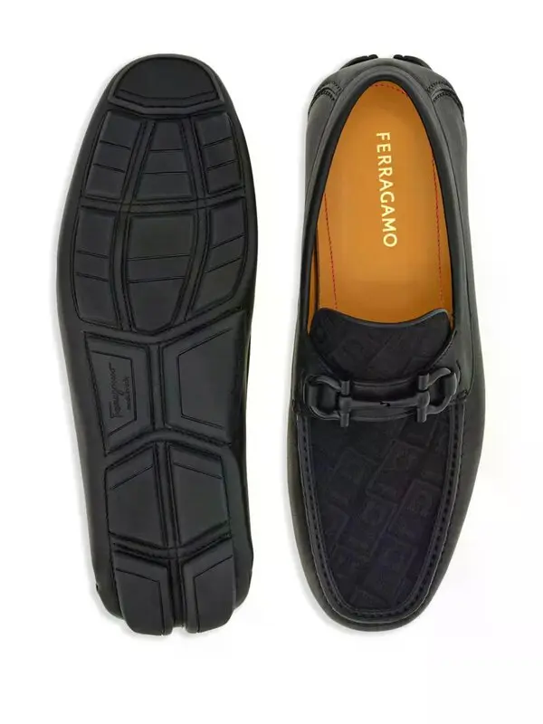 FERRAGAMO Gancini-jacquard Leather Loafers