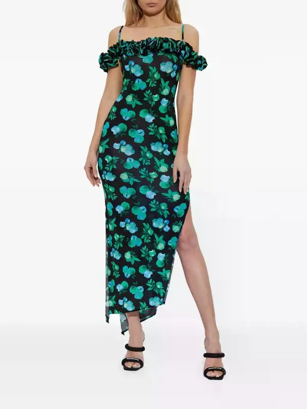 Coperni Ruffle-detail Midi Dress - Black