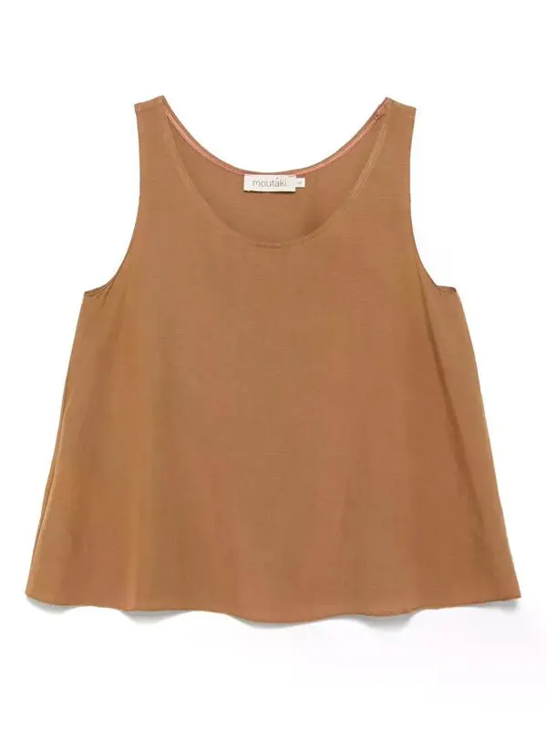 MOUTAKI Slub-texture Sleeveless Top - Brown