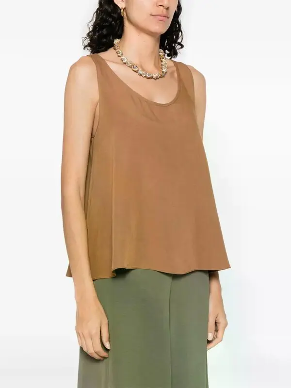 MOUTAKI Slub-texture Sleeveless Top - Brown