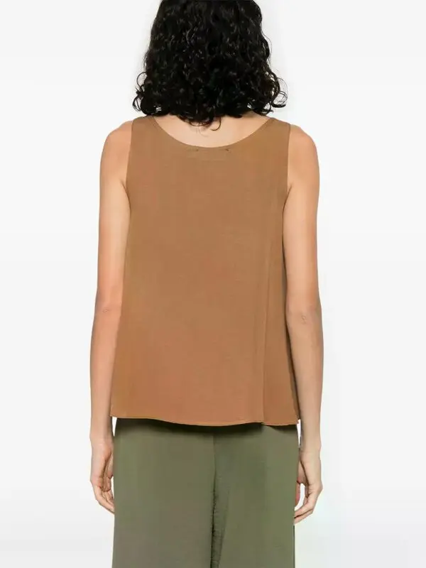 MOUTAKI Slub-texture Sleeveless Top - Brown