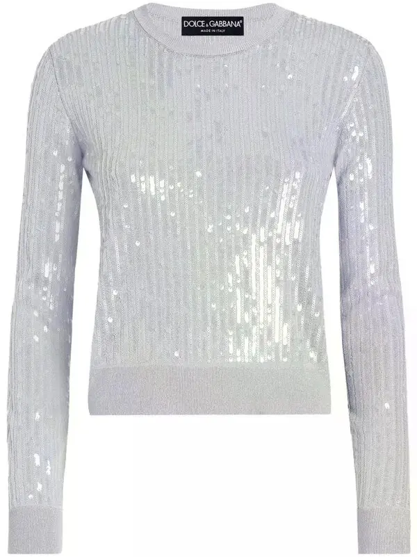 Dolce & Gabbana Sequin Knitted Top - Grey