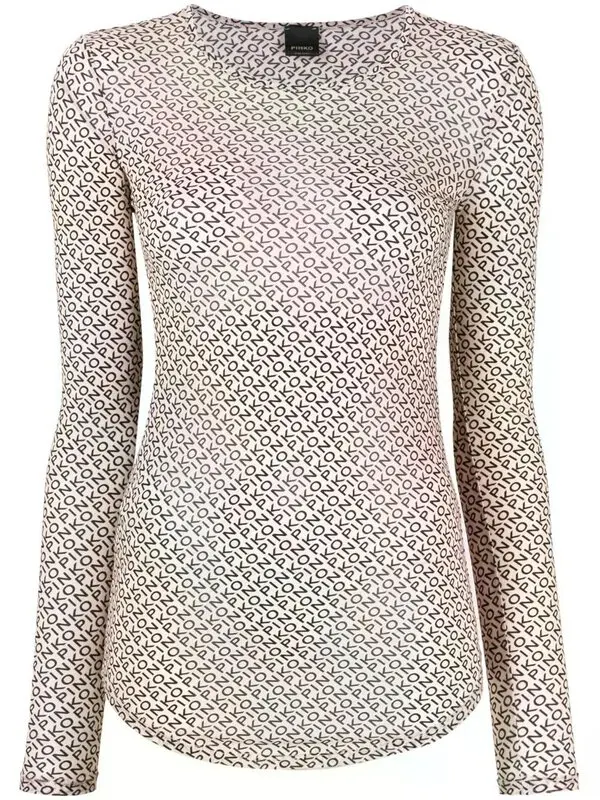Pinko Logo-print Semi-sheer Sweatshirt - Neutrals