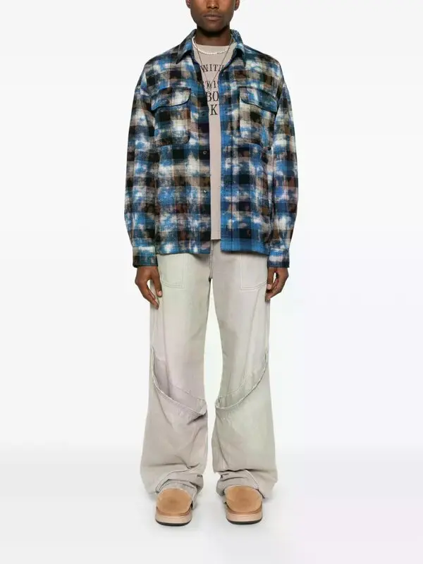 Palm Angels Check-pattern Shirt - Blue