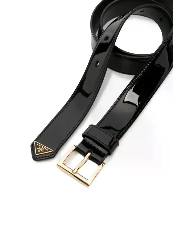 Prada Logo Plaque Patent Leather Belt