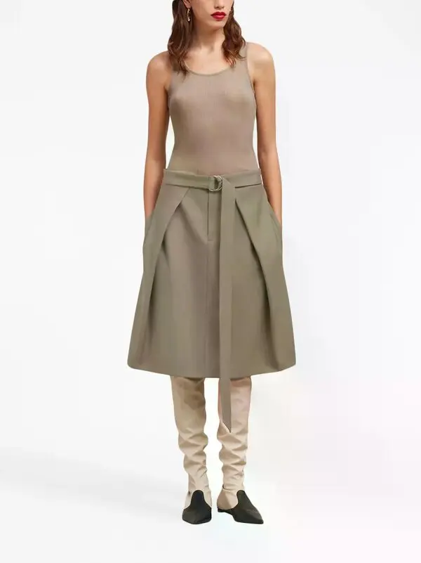 AMI Paris Belted Wool Midi Skirt
