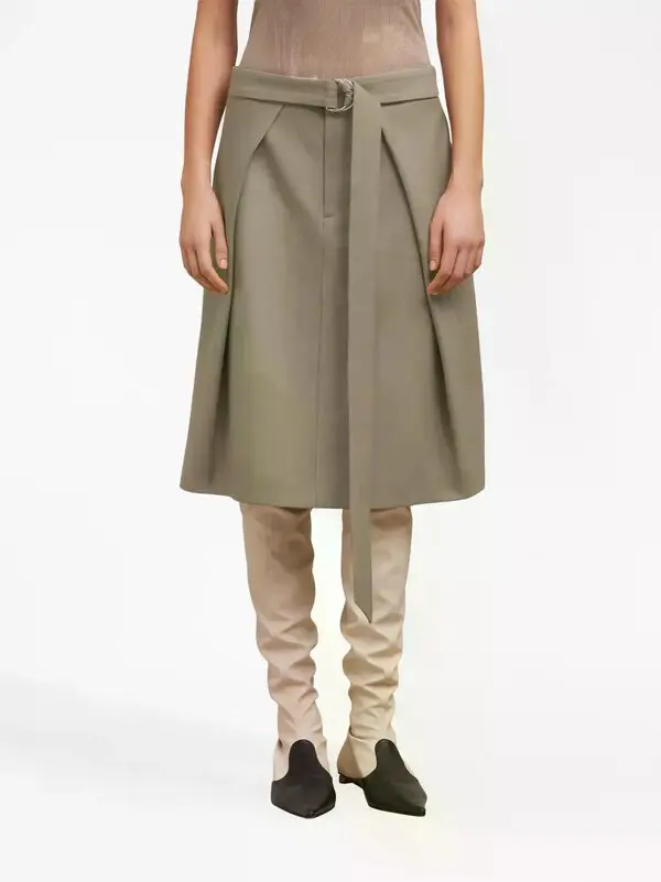 AMI Paris Belted Wool Midi Skirt