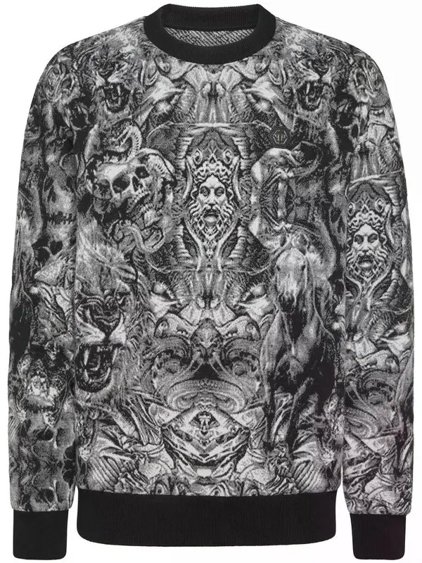 Philipp Plein Tattoo-jacquard Crew-neck Jumper