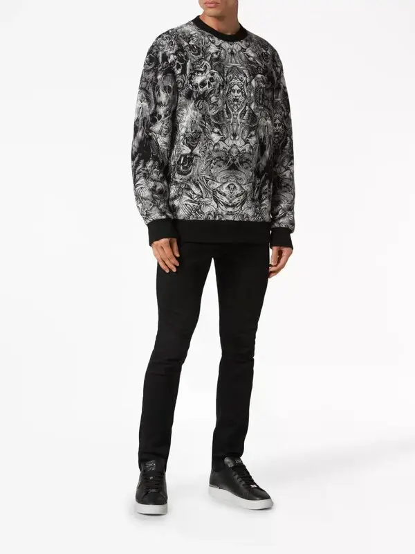 Philipp Plein Tattoo-jacquard Crew-neck Jumper