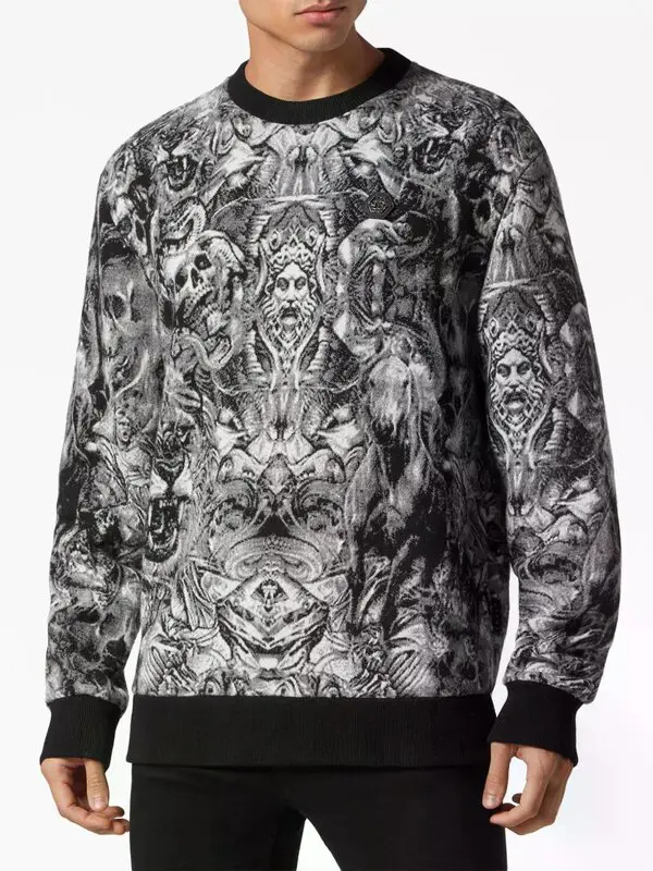 Philipp Plein Tattoo-jacquard Crew-neck Jumper