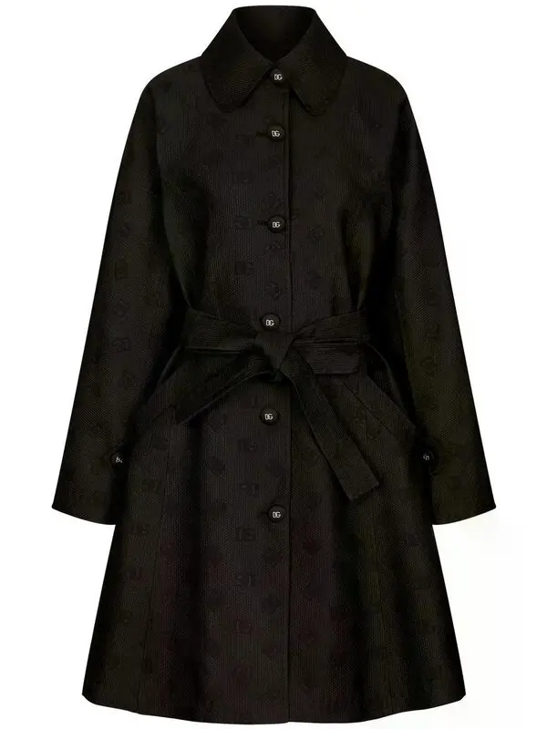 Dolce & Gabbana Dg-logo Jacquard Belted Trench Coat
