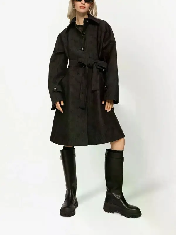 Dolce & Gabbana Dg-logo Jacquard Belted Trench Coat