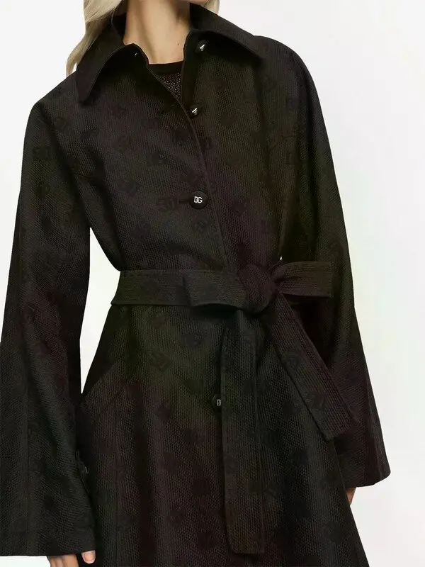 Dolce & Gabbana Dg-logo Jacquard Belted Trench Coat