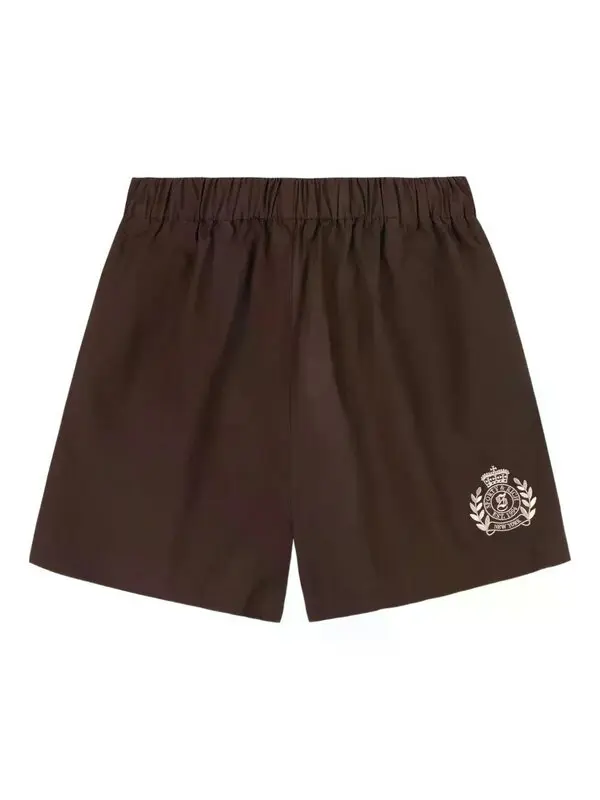 SPORTY & RICH H&w Crest Shorts - Brown