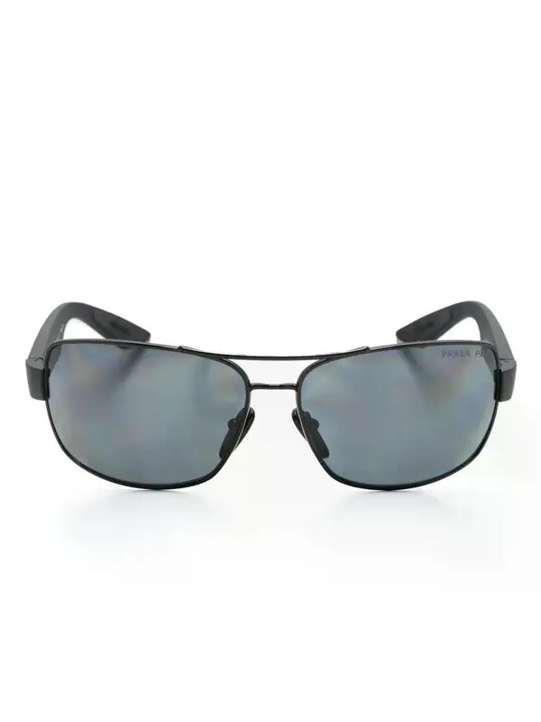 Prada Rectangle-frame Sunglasses With Logo - Black