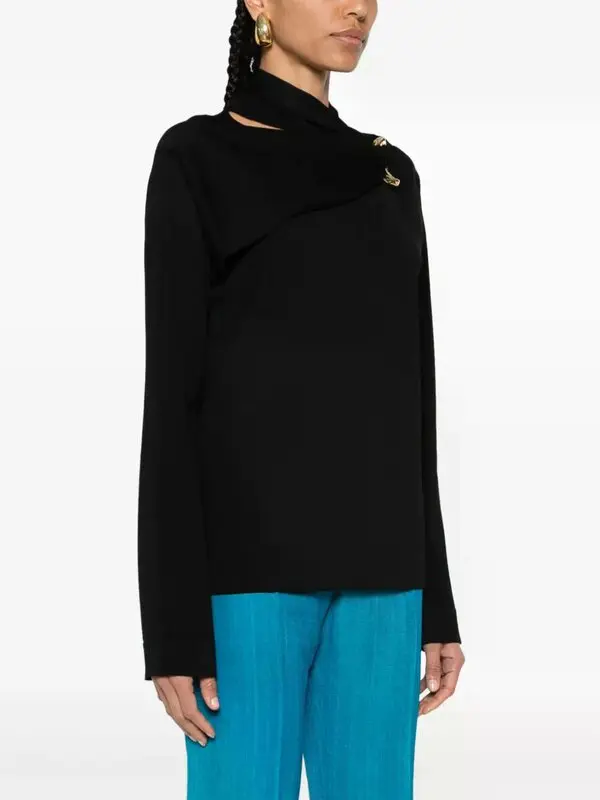 JIL SANDER Scarf-detailed Knit Top - Black