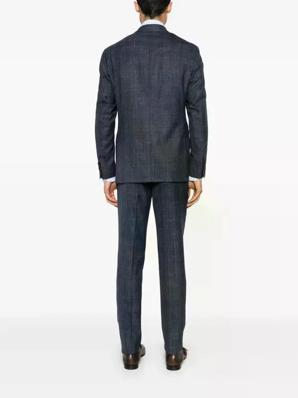 Canali Check-pattern Single-breasted Suit - Blue