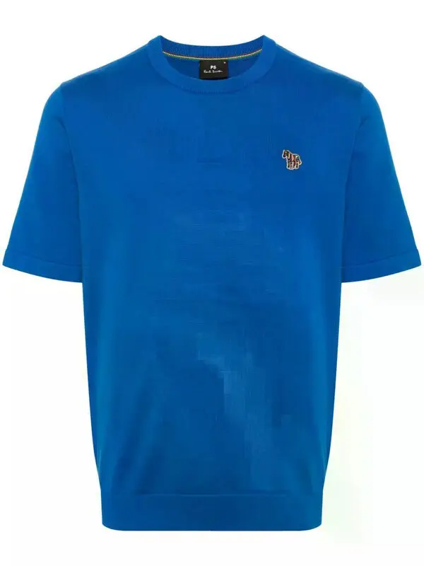 Paul Smith Zebra-patch Organic Cotton T-shirt - Blue