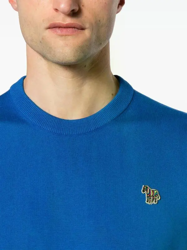 Paul Smith Zebra-patch Organic Cotton T-shirt - Blue