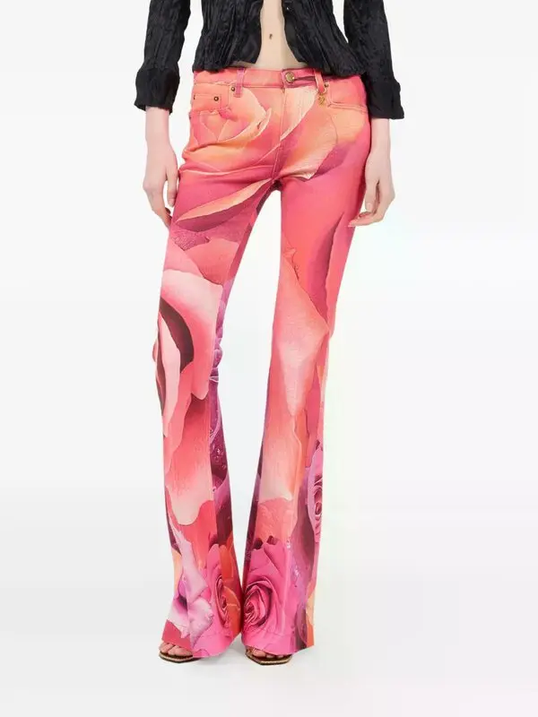 Roberto Cavalli Floral-print Flared Jeans