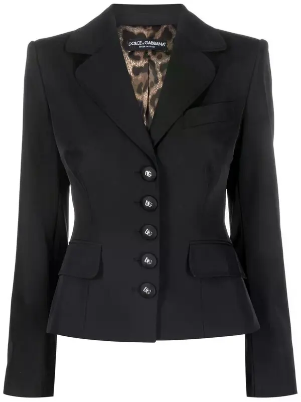 Dolce & Gabbana Logo-plaque Button-fastening Blazer - Black