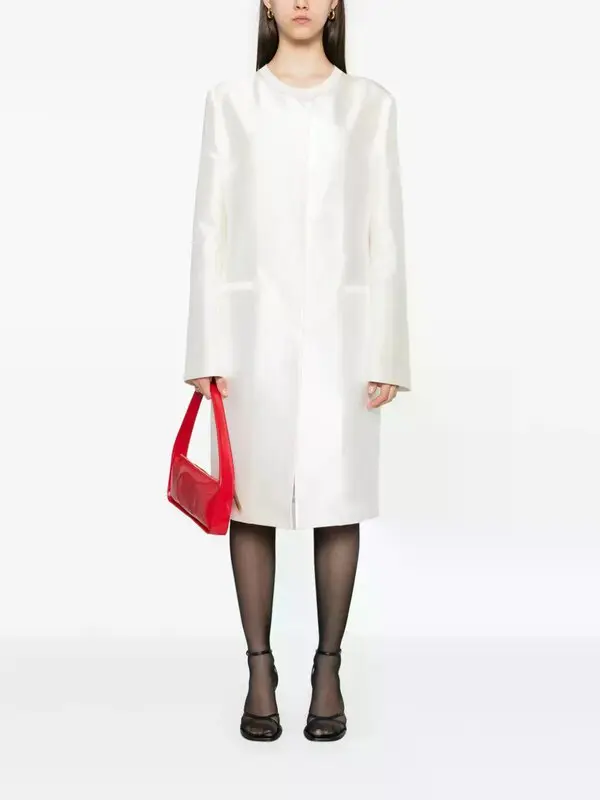 TOTEME Collarless Silk Coat - Neutrals
