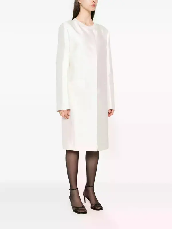 TOTEME Collarless Silk Coat - Neutrals