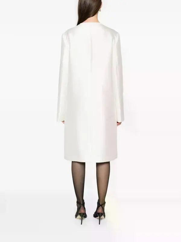 TOTEME Collarless Silk Coat - Neutrals