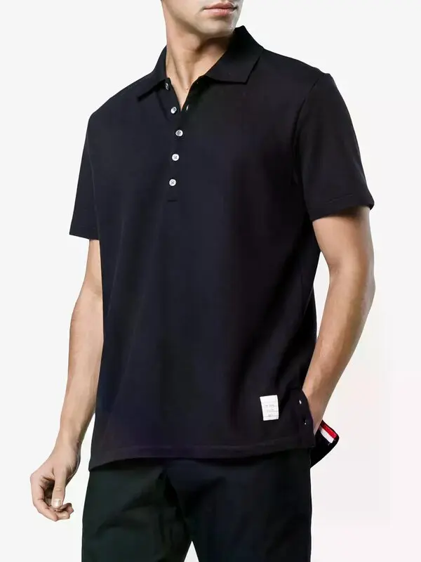 Thom Browne Center-back Stripe Piqué Polo - Blue