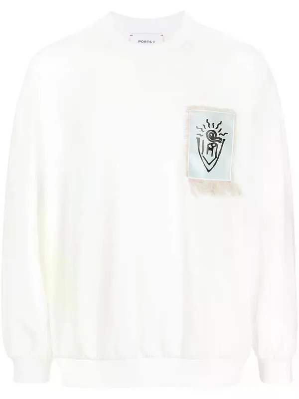 PORTS V Patch-detail Crew Neck Sweatshirt - White