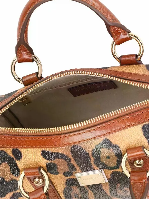 Dolce & Gabbana Small Crespo Leopard-print Satchel Bag - Brown