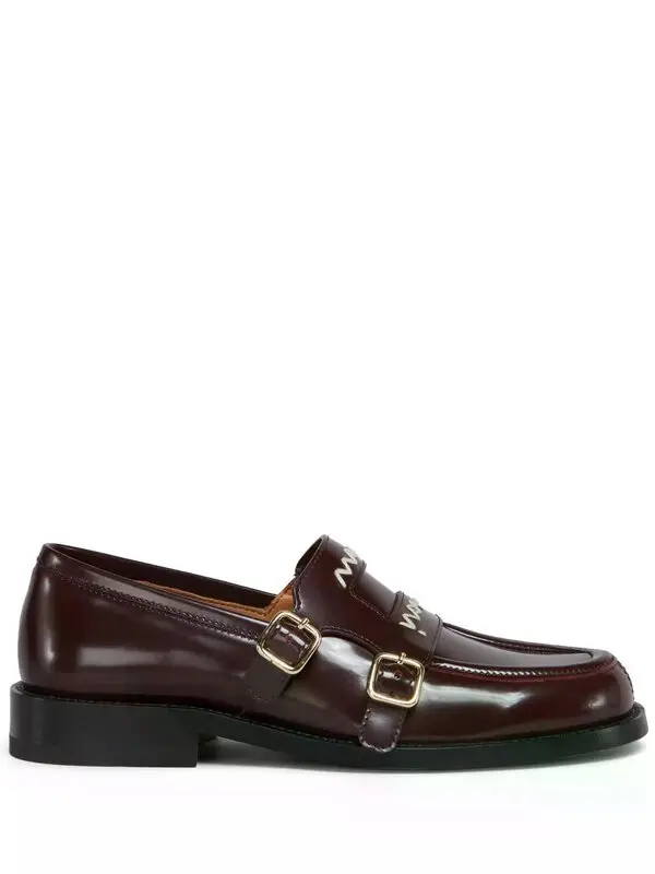 Marni Leather Double Buckle Loafers - Red