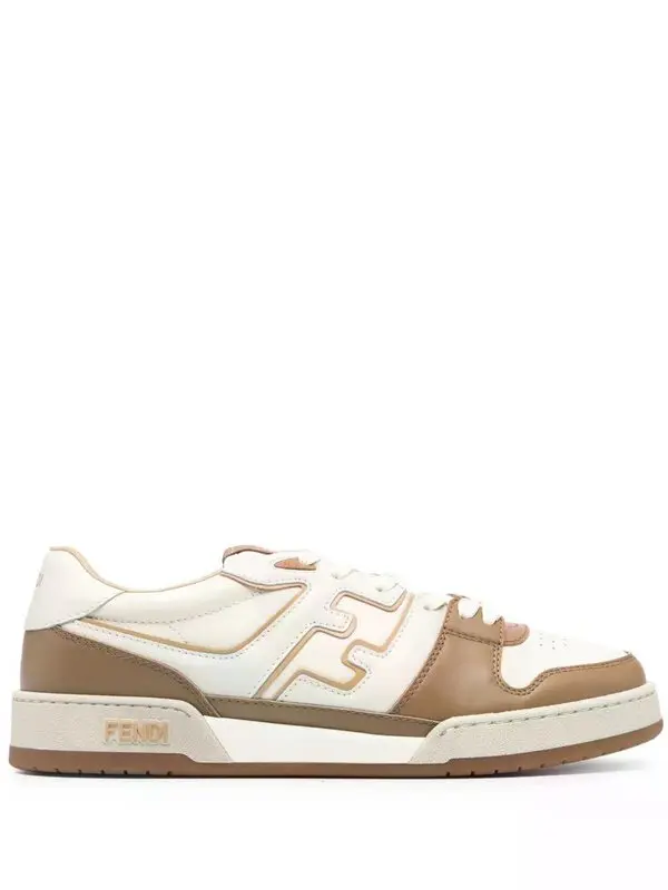 Fendi Ff-appliqué Leather Sneakers - Neutrals