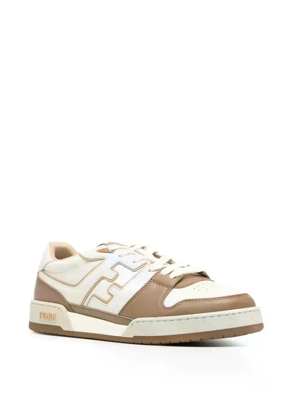 Fendi Ff-appliqué Leather Sneakers - Neutrals