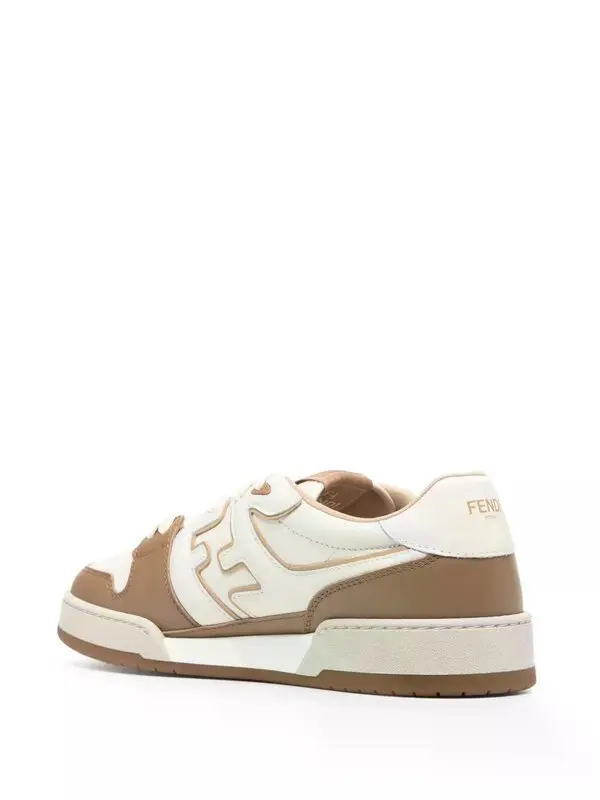 Fendi Ff-appliqué Leather Sneakers - Neutrals